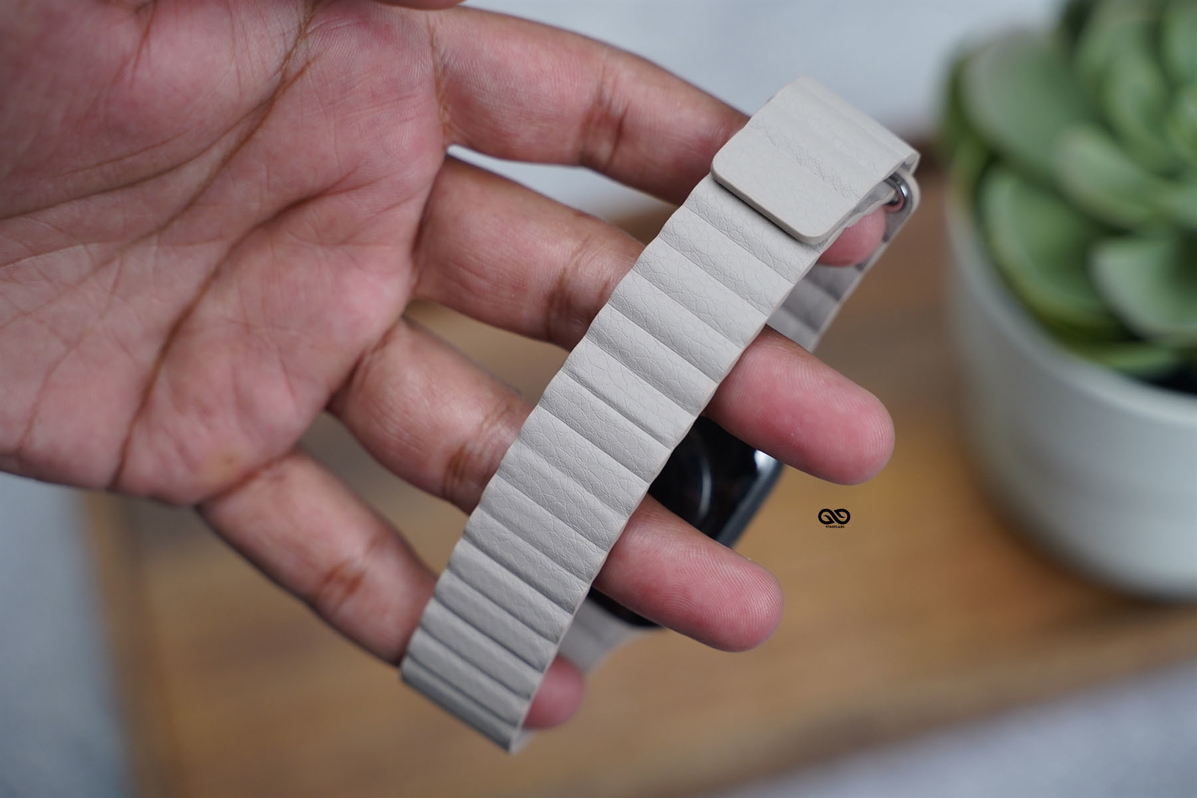 Soft Beige Magnetic Leather Loop for Apple Watch 42MM 41MM 40MM Series ...