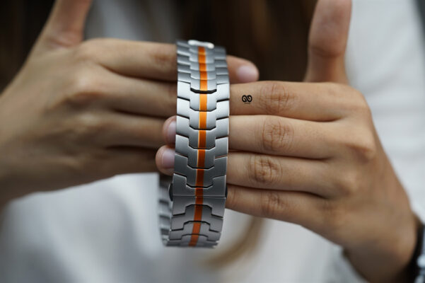 Titanium/Orange Link Chain Strap for Apple Watch 49 MM Series