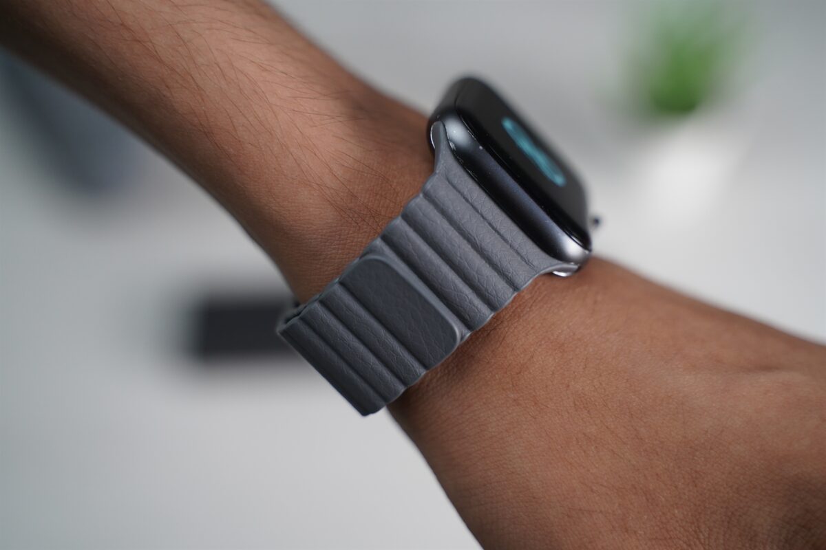 Grey Magnetic Leather Loop for Apple Watch 44MM 45MM 46MM Series 4 5 6 ...