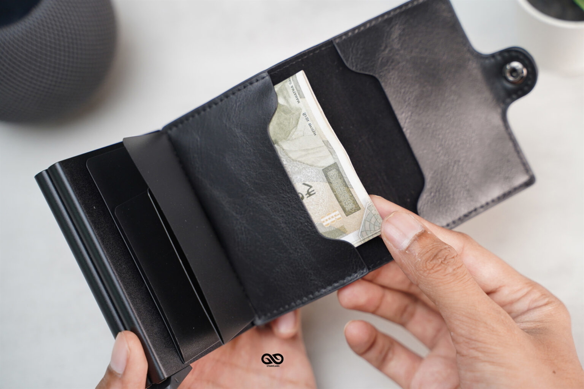 Vegan Leather Card And Cash Holder with Double Slot Wallet - Starelabs ...